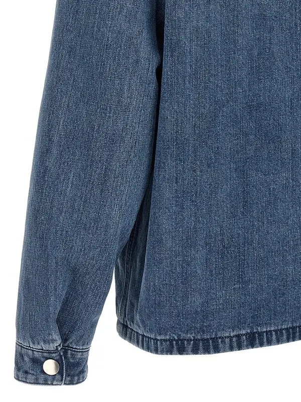 Prada Buttoned Logo Plaque Denim Shirt