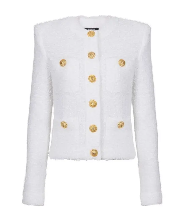 Balmain Miami Tweed 4-pocket Jacket - White