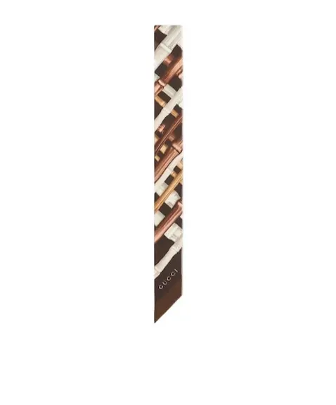 Gucci Printed Silk Twill Ribbon - Dark Brown And Light Brown