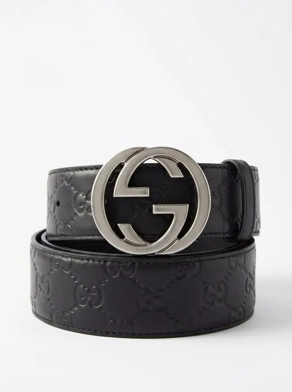 Gucci Interlocking G Buckle Reversible Belt - Black