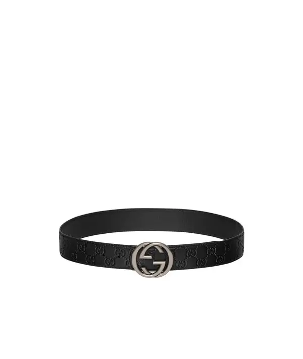 Gucci Interlocking G Buckle Reversible Belt - Black