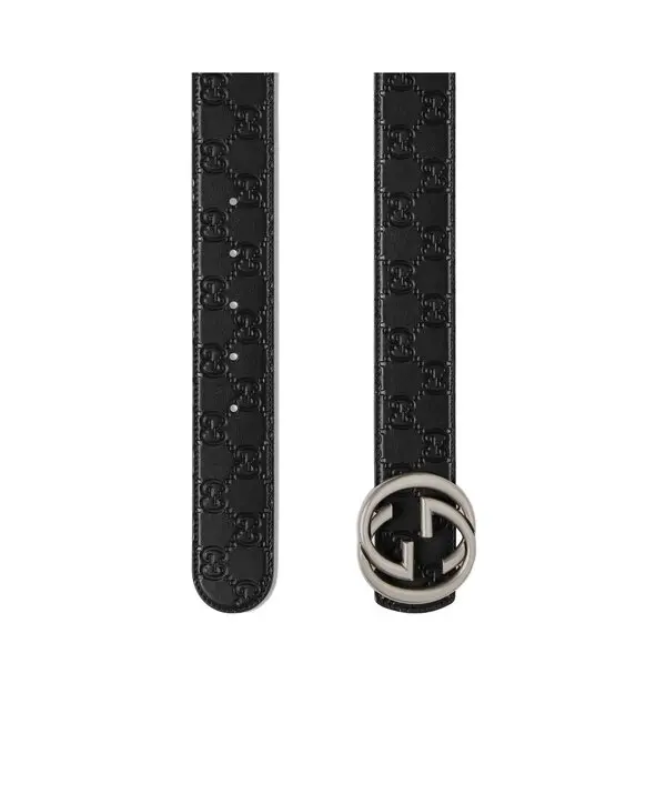 Gucci Interlocking G Buckle Reversible Belt - Black