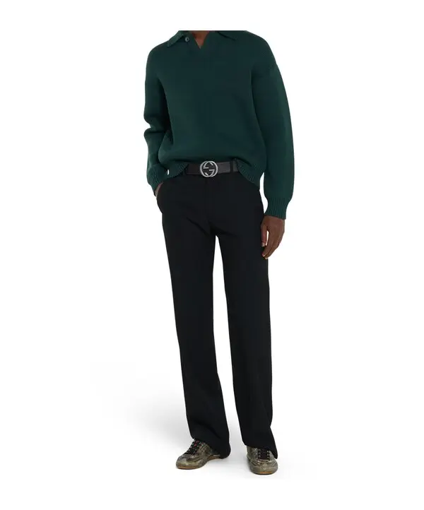 Gucci Interlocking G Buckle Reversible Belt - Black