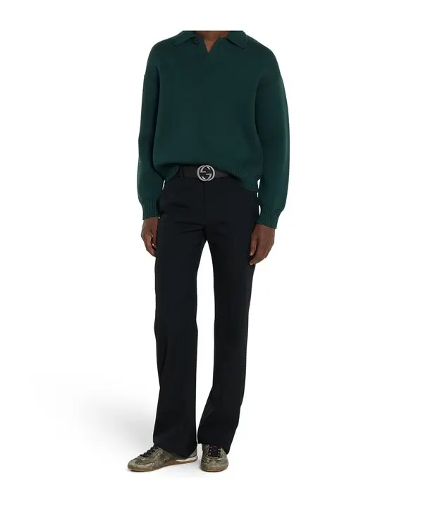 Gucci Interlocking G Buckle Reversible Belt - Black