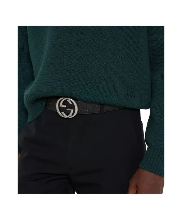 Gucci Interlocking G Buckle Reversible Belt - Black