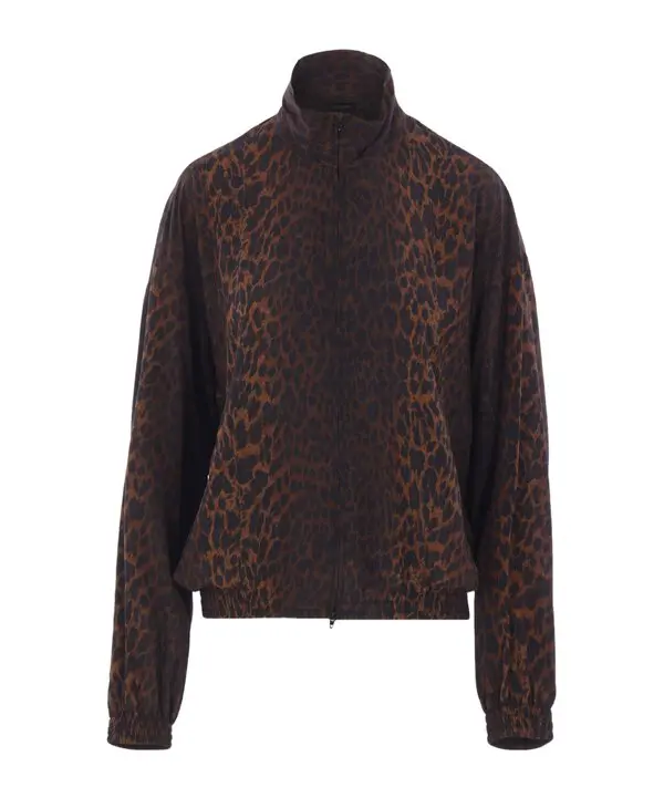 Balenciaga Leopard Print Zipped Jacket - Black