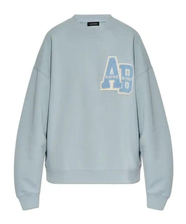 ANINE BING Graphic Cotton Sweatshirt - Light Blue