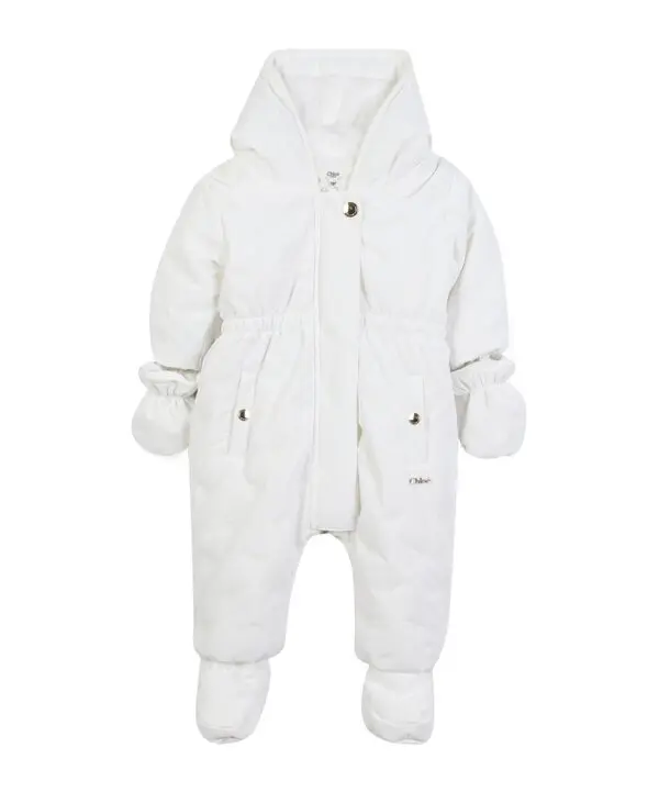 Chloé Long-sleeved Hooded Jumpsuit With Snap Button Closure - White