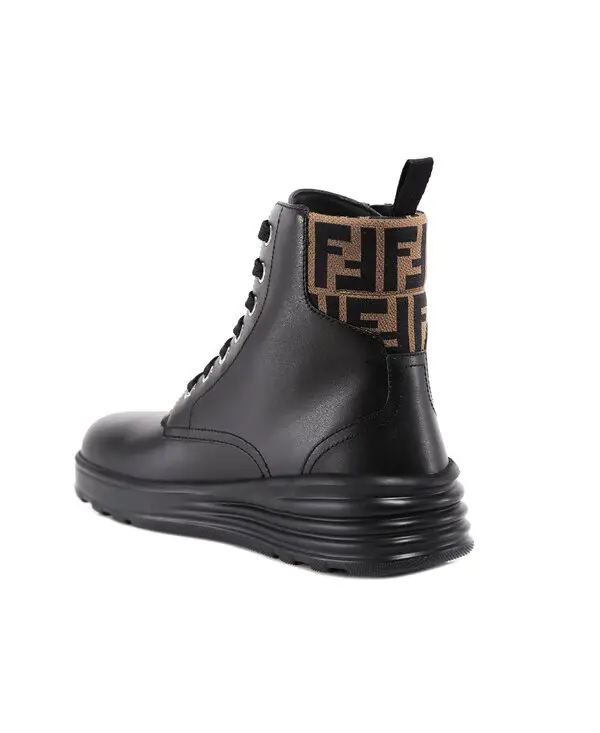 Fendi Leather Biker Boots With Ff Logo Detail