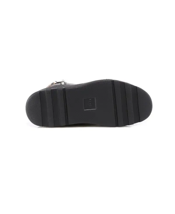 Fendi Leather Biker Boots With Ff Logo Detail