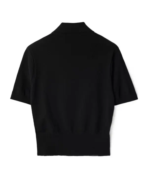 Burberry Short Sleeve Ribbed Polo Top With Equestrian Knight Logo