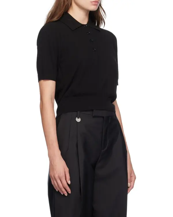 Burberry Short Sleeve Ribbed Polo Top With Equestrian Knight Logo