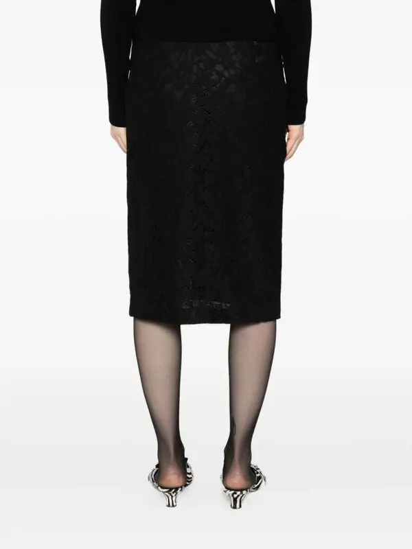 Blumarine Lace Midi Skirt - Black