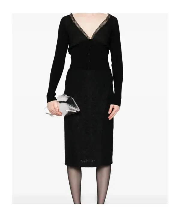 Blumarine Lace Midi Skirt - Black