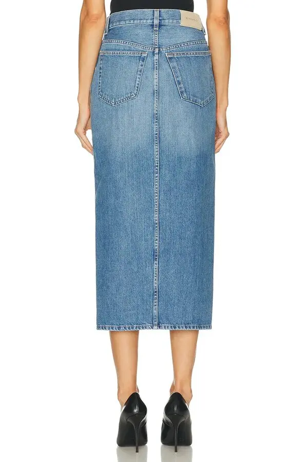 Givenchy Logo Patch Denim Skirt - Medium Blue
