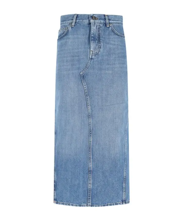 Givenchy Logo Patch Denim Skirt - Medium Blue