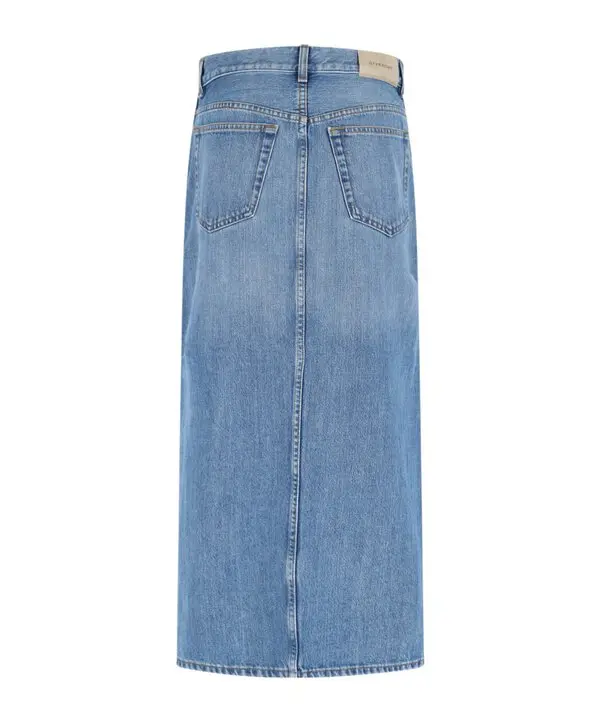 Givenchy Logo Patch Denim Skirt - Medium Blue