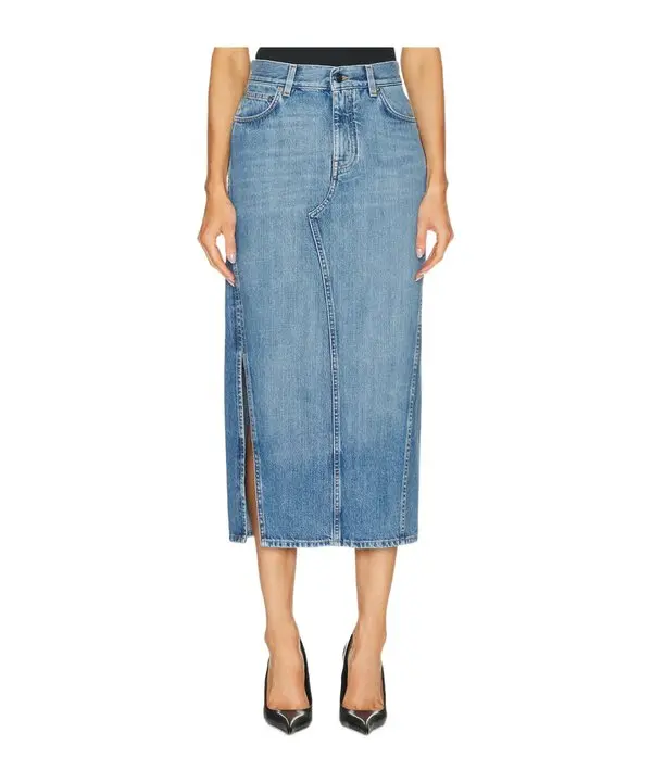 Givenchy Logo Patch Denim Skirt - Medium Blue