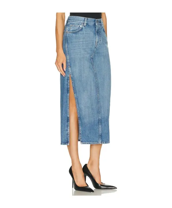 Givenchy Logo Patch Denim Skirt - Medium Blue