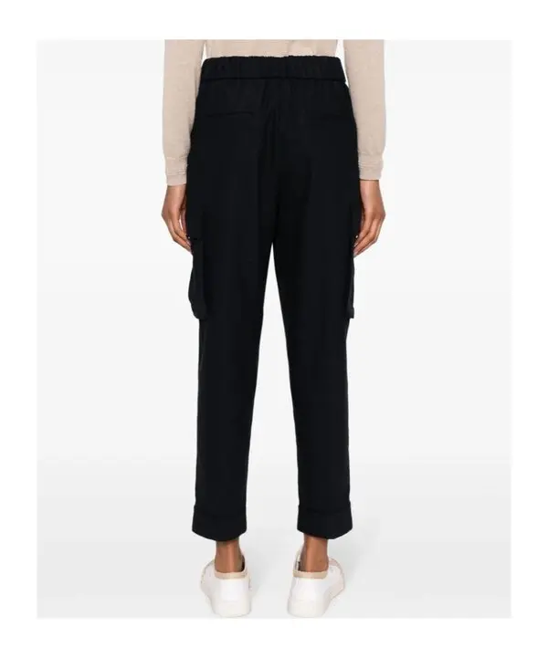 Peserico Cropped Track Pants With Turn-up Hem