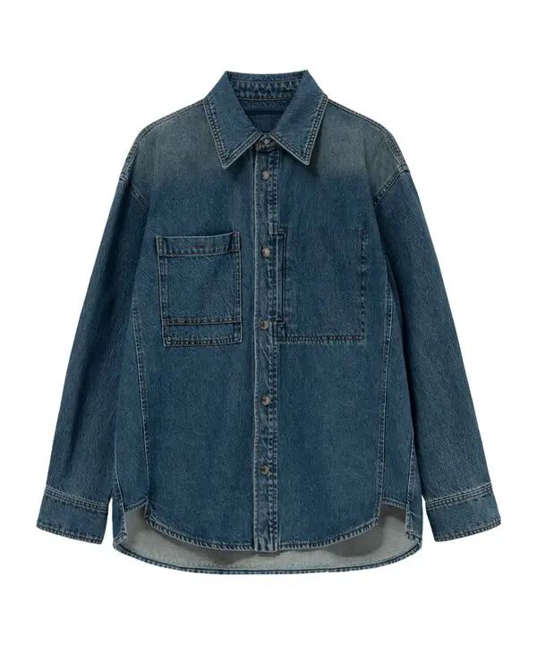 WOOYOUNGMI Floral Embroidered Denim Shirt - Blue