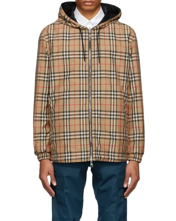 Burberry Vintage Checked Reversible Hooded Jacket - Nude