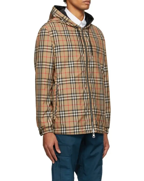 Burberry Vintage Checked Reversible Hooded Jacket - Nude