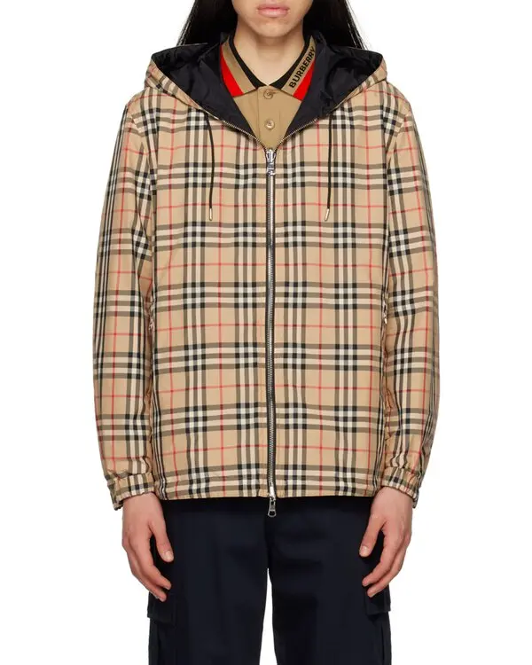 Burberry Vintage Checked Reversible Hooded Jacket - Nude
