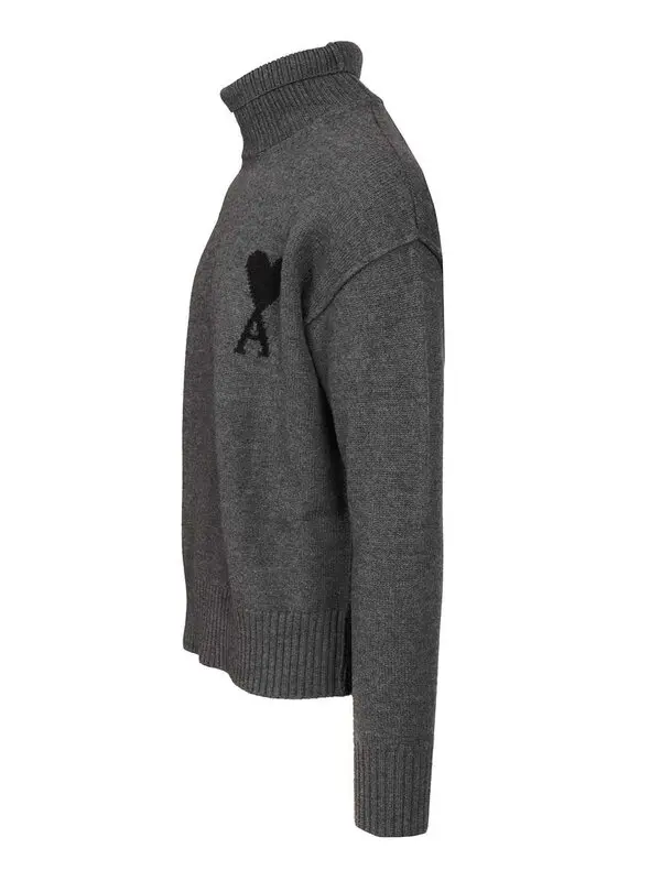 AMI Paris Heart Logo Turtleneck Sweater