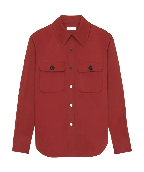 Saint Laurent Saharienne Oversized Shirt - Deep Red