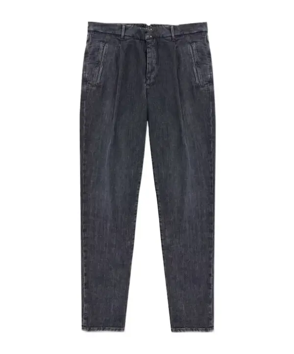 Incotex Pleated Denim Jeans - Black