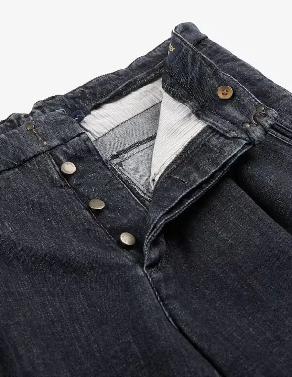 Incotex Pleated Denim Jeans - Black