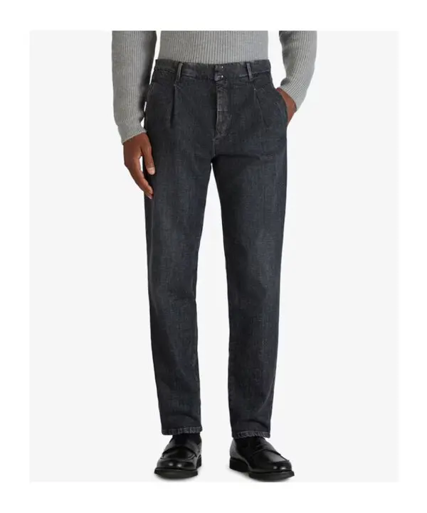 Incotex Pleated Denim Jeans - Black