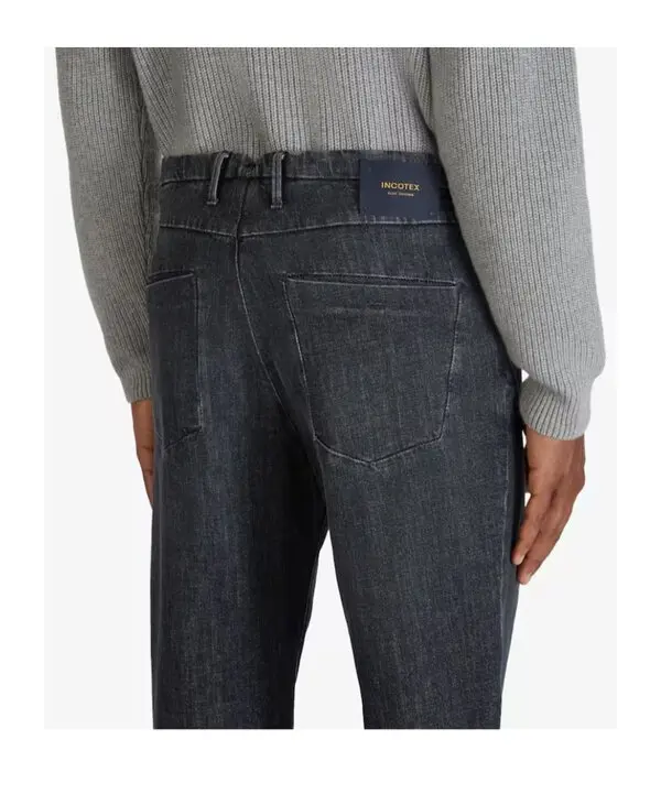 Incotex Pleated Denim Jeans - Black