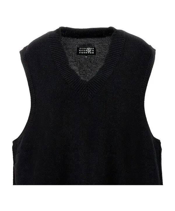 MAISON MARGIELA V-neck Sleeveless Ribbed Mini Dress