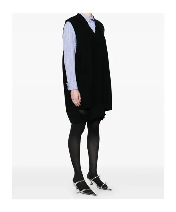 MAISON MARGIELA V-neck Sleeveless Ribbed Mini Dress
