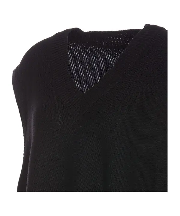 MAISON MARGIELA V-neck Sleeveless Ribbed Mini Dress