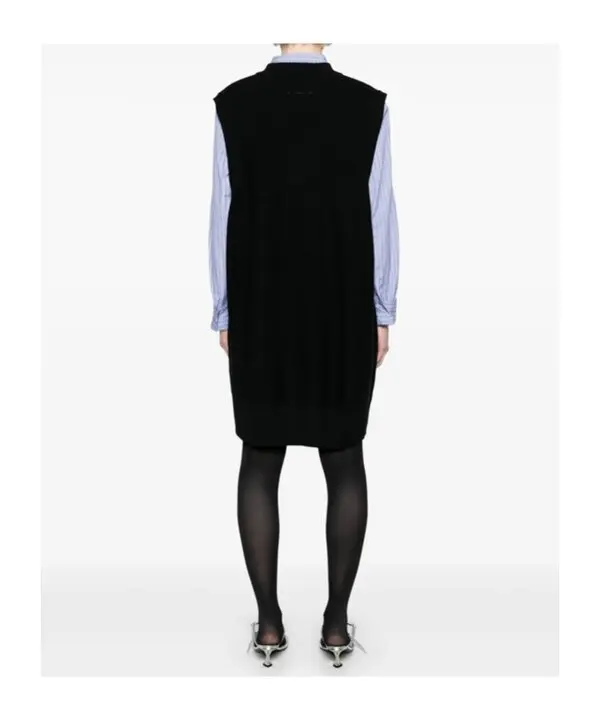 MAISON MARGIELA V-neck Sleeveless Ribbed Mini Dress