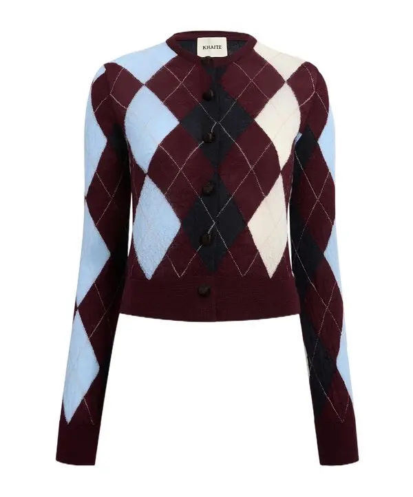 Khaite Charli Cardigan With Diamond Check Pattern - Melodo