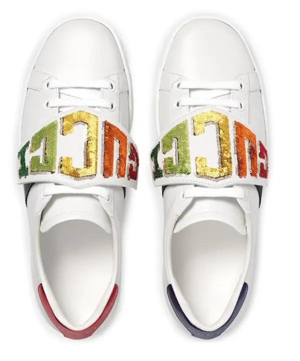 Gucci Ace Detachable Bead Logo Sneakers