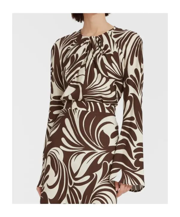 La DoubleJ Abstract Print Knotted Neck Blouse