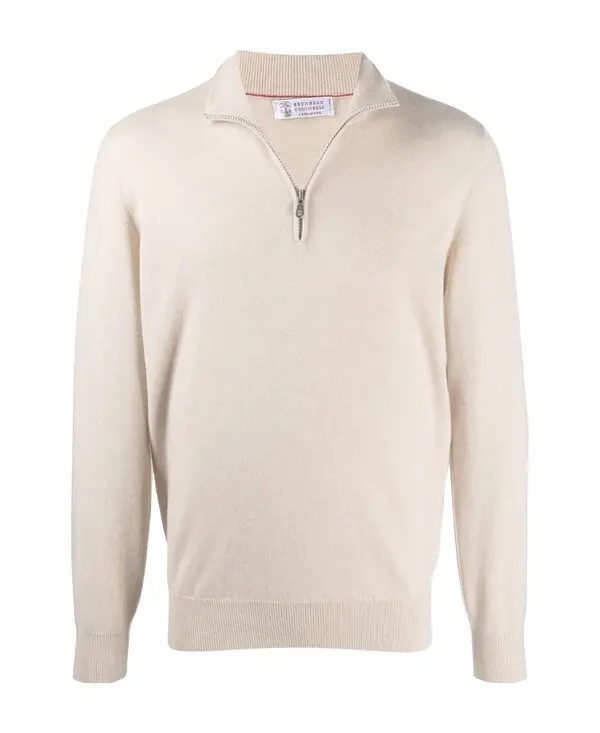Brunello Cucinelli Funnel-neck Knitted Polo Shirt
