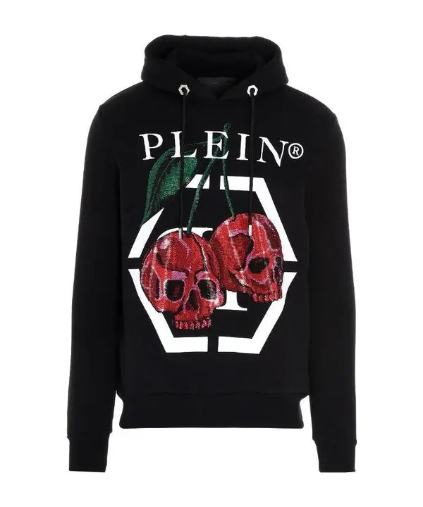 Philipp Plein Embellished Skull Cherry Hoodie