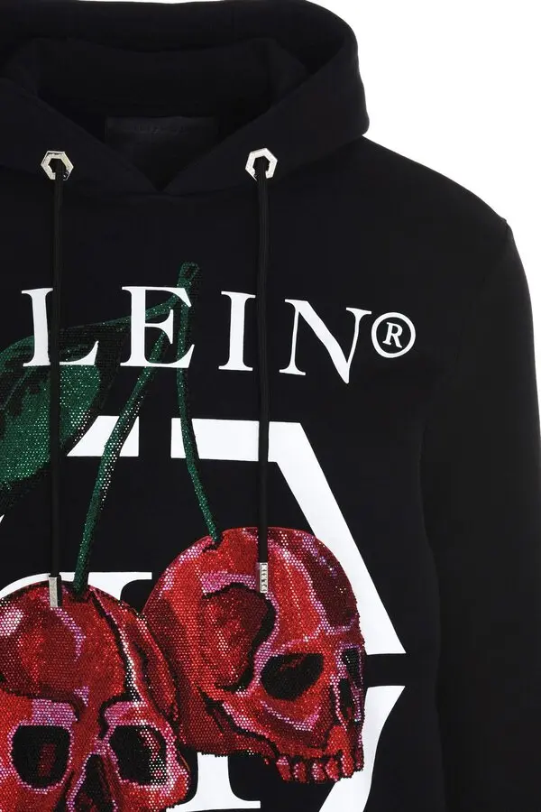 Philipp Plein Embellished Skull Cherry Hoodie