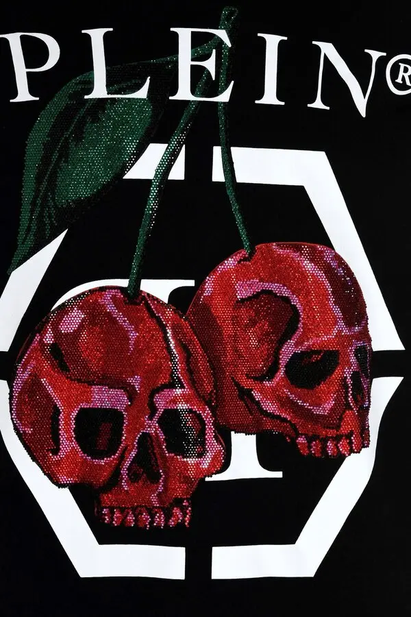Philipp Plein Embellished Skull Cherry Hoodie