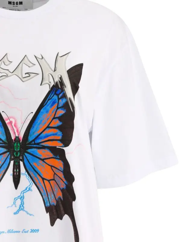 MSGM Butterfly Print Short Sleeve T-shirt - Black