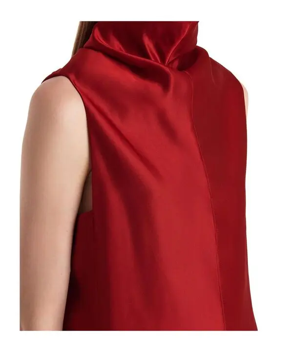 Khaite Daria Turtleneck Sleeveless Dress - Red