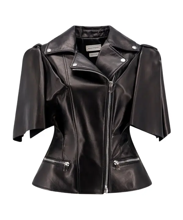 Alexander McQueen Short Sleeved Leather Jacket