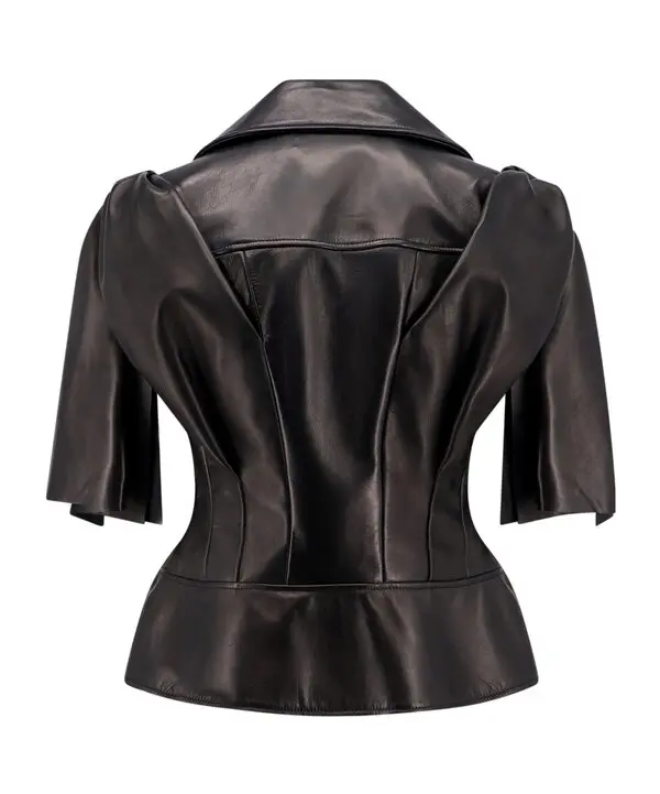 Alexander McQueen Short Sleeved Leather Jacket