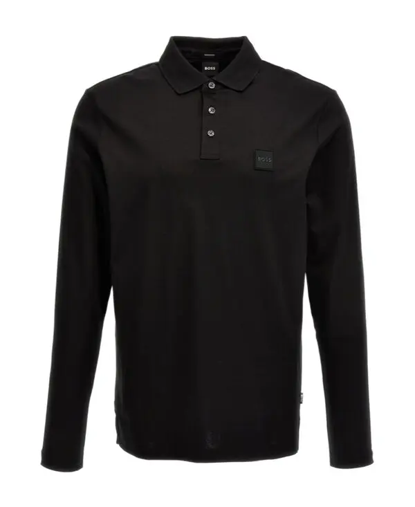 Hugo Boss Logo Patch Long-sleeved Polo Shirt